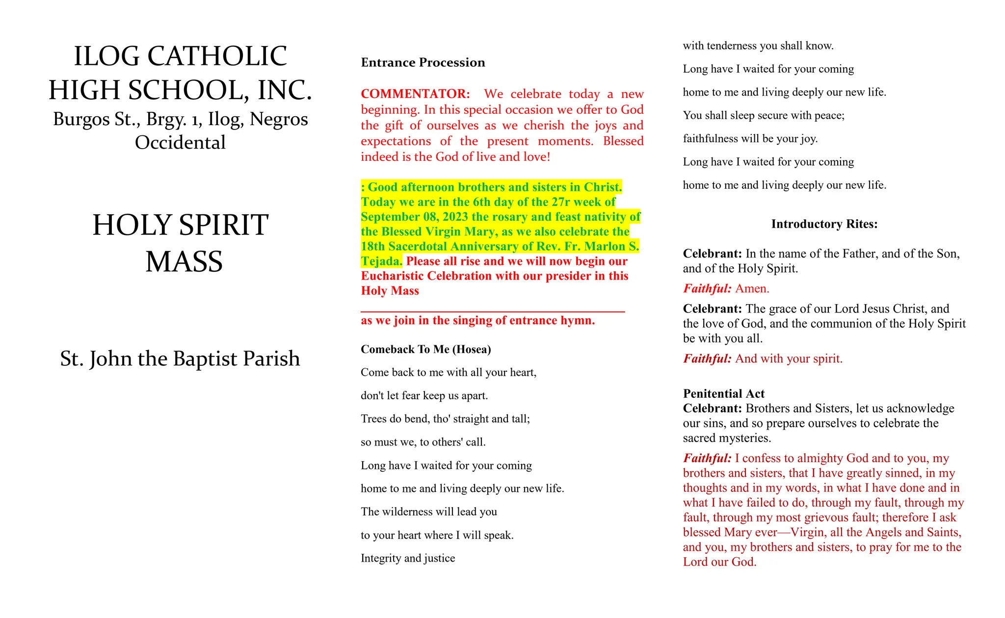 MISSALETTE HOLY SPIRIT MASS for the Month of September.docx