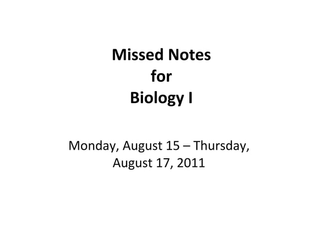 Missed notes (08 15 to 08 17) | PPT