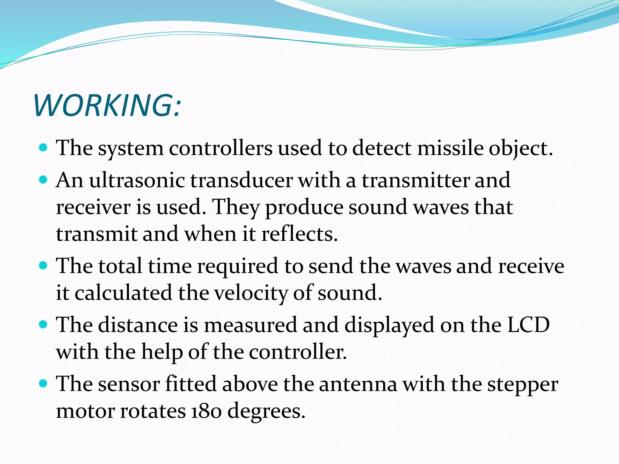 Missile detection and automatic destroy system | PPTX
