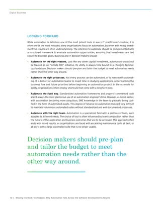 Missing the Mark: Ten Reasons Why Automation Fails Across the Software ...