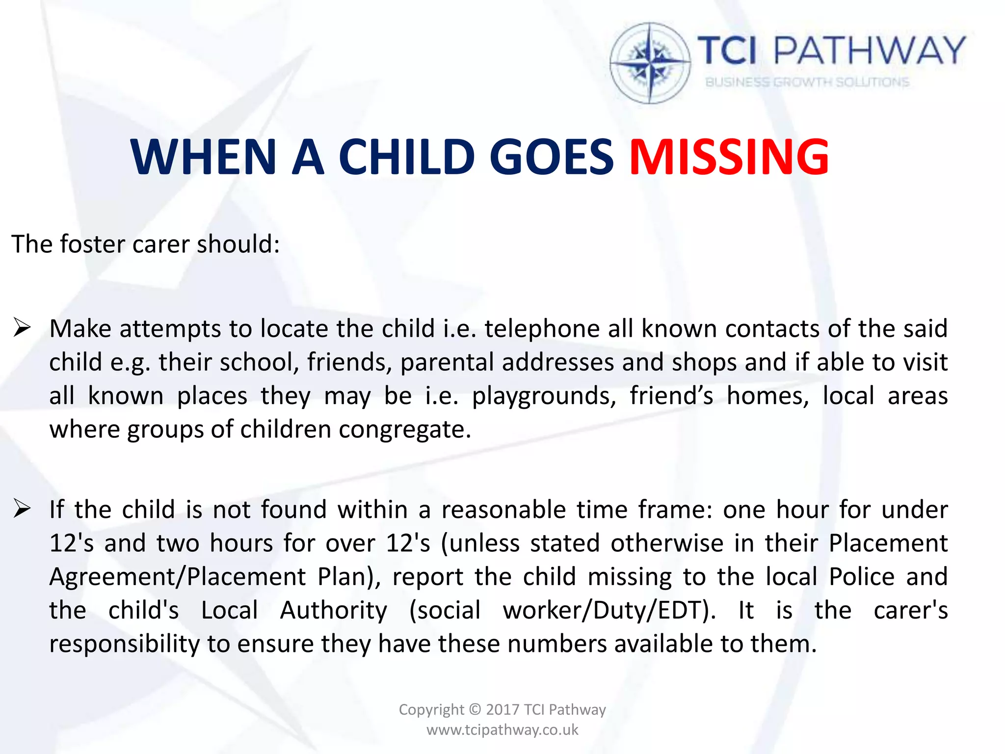 MISSING CHILD POLICIES & PROCEDURES: A Guide for Foster Carers | PPT