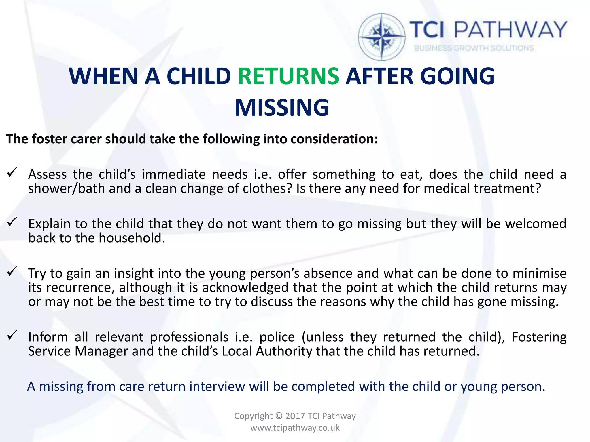 MISSING CHILD POLICIES & PROCEDURES: A Guide for Foster Carers | PPTX