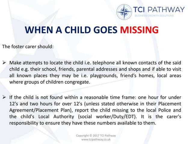 MISSING CHILD POLICIES & PROCEDURES: A Guide for Foster Carers | PPT