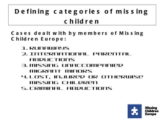 Missing Children Europe - Indicators | PPT