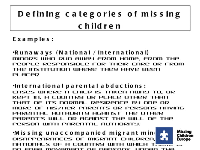 Missing Children Europe - Indicators | PPT