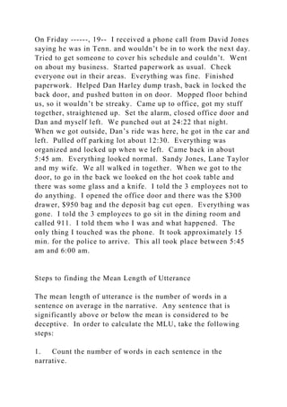 Missing Money This statement was taken from a security guard. .docx