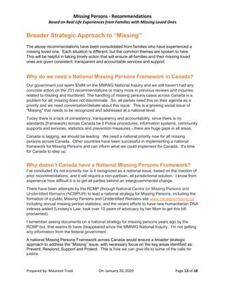 Missing Persons - Recommendations | PDF