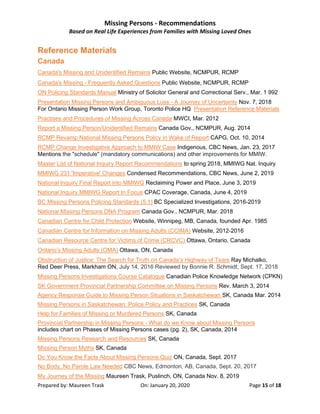 Missing Persons - Recommendations | PDF
