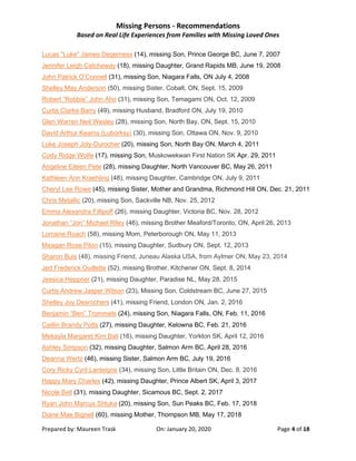 Missing Persons - Recommendations | PDF