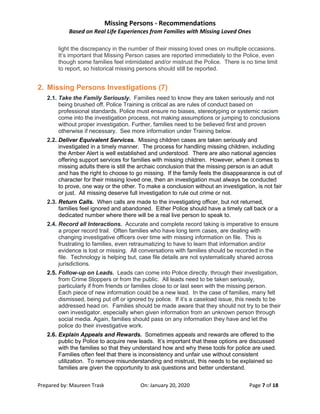 Missing Persons - Recommendations | PDF
