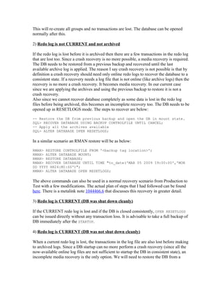 Missing redo logs in oracle | DOC