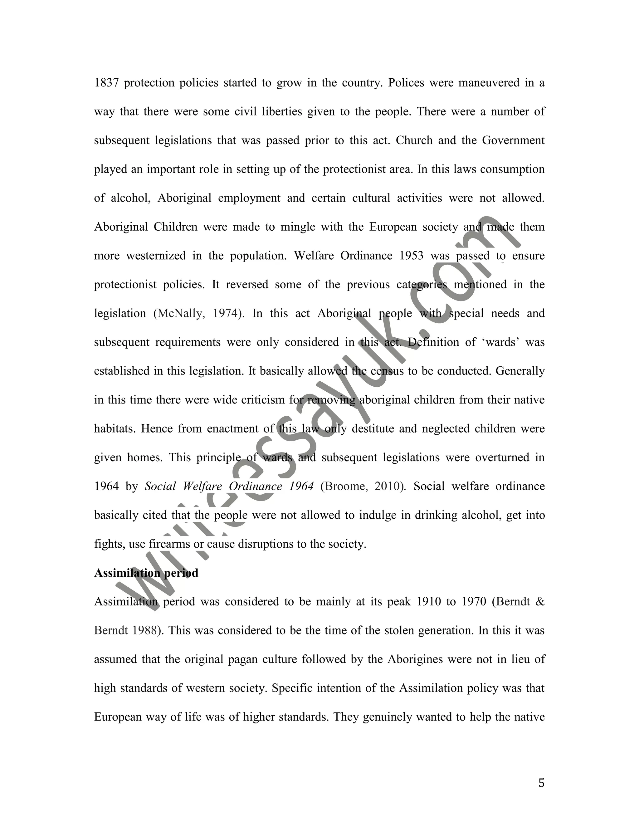 Missionary protection or assimilation periods of aboriginal and torres ...