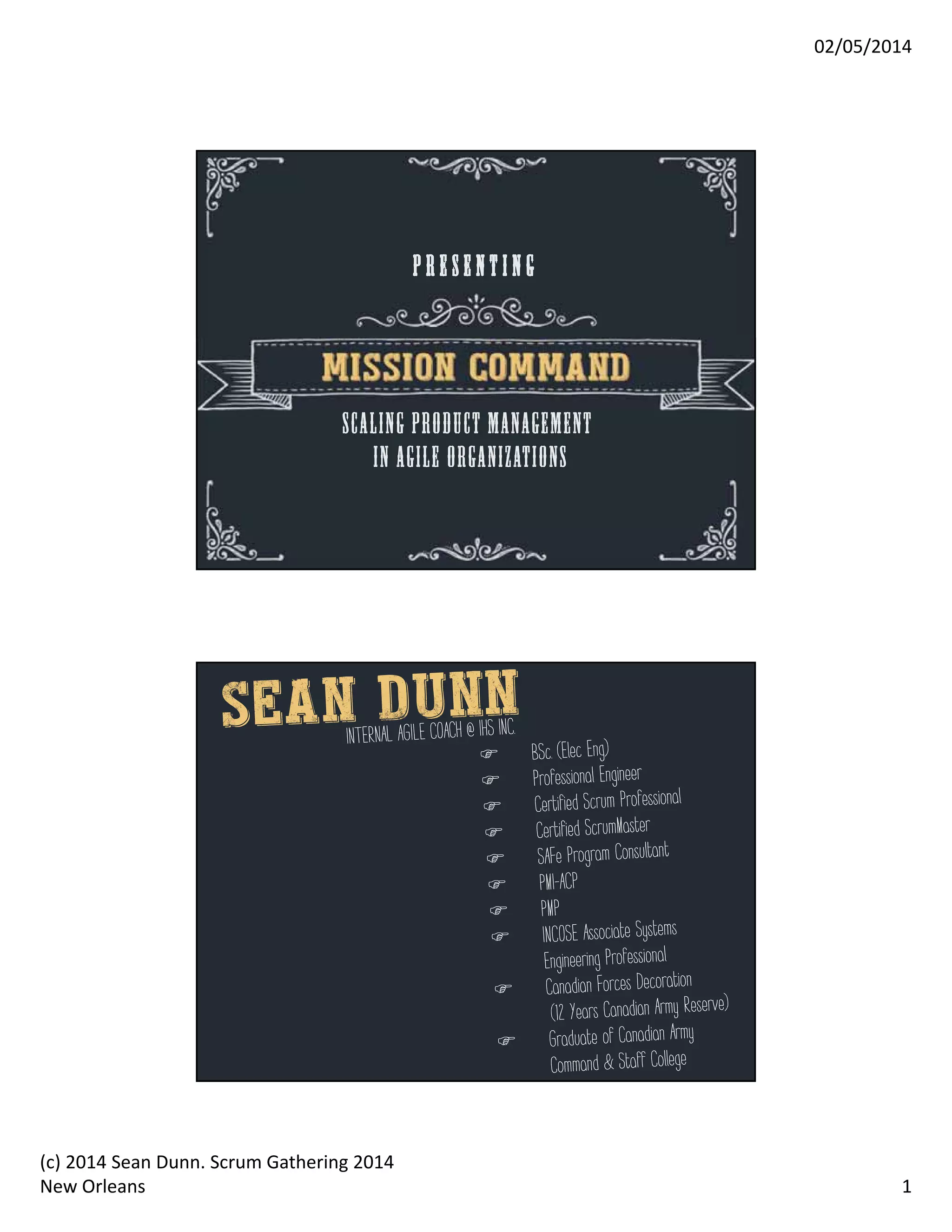 Mission Command: Scaling Product Management in an Agile Organization | PDF