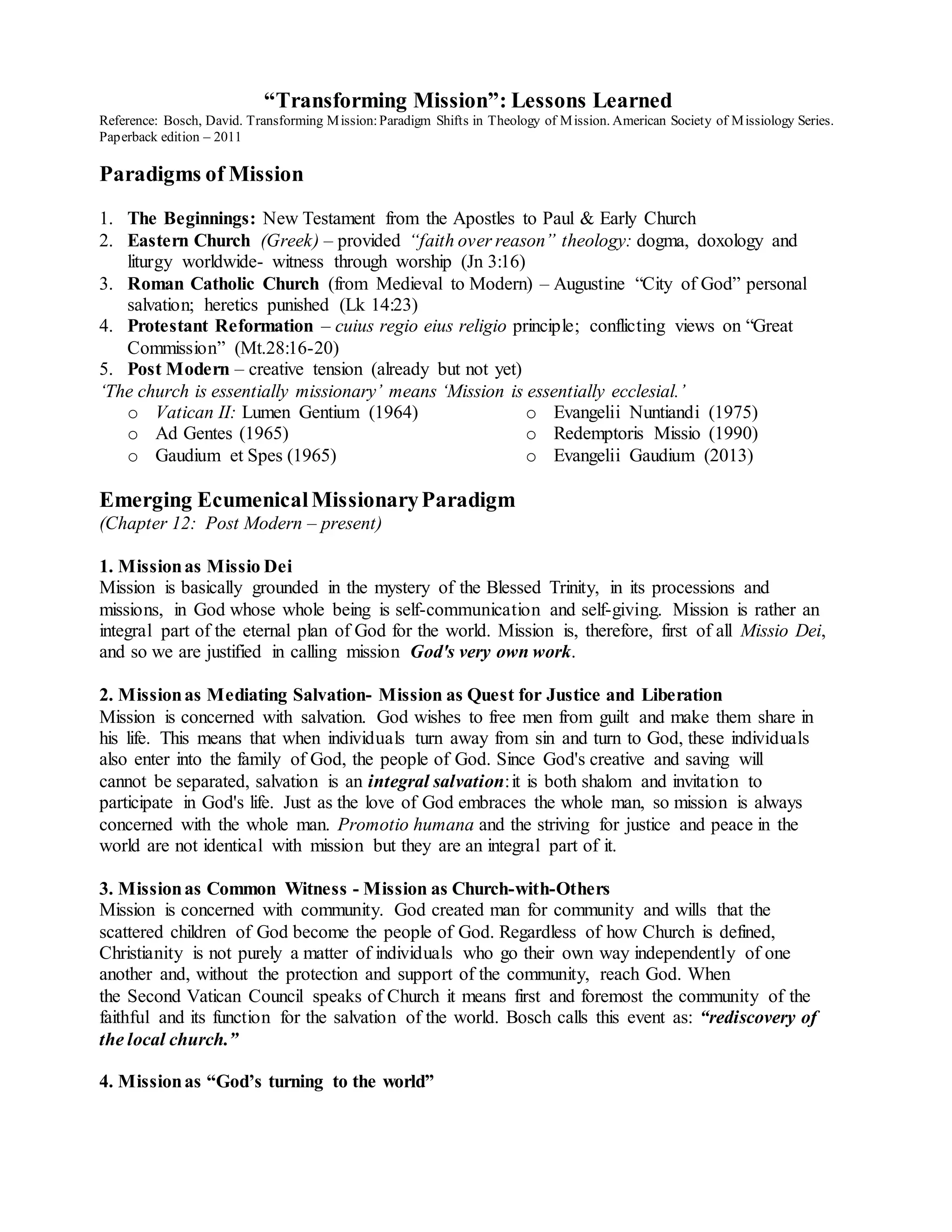 Transforming Missions: Lessons learned | PDF