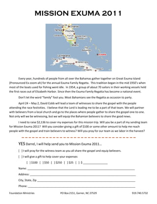 Mission exuma 2011 | PDF