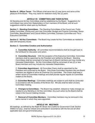 Mission Hills Neighborhood Council Bylaws | PDF
