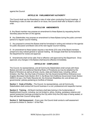 Mission Hills Neighborhood Council Bylaws | PDF