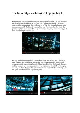 Mission impossible 3 trailer analysis | DOC | Video Production ...