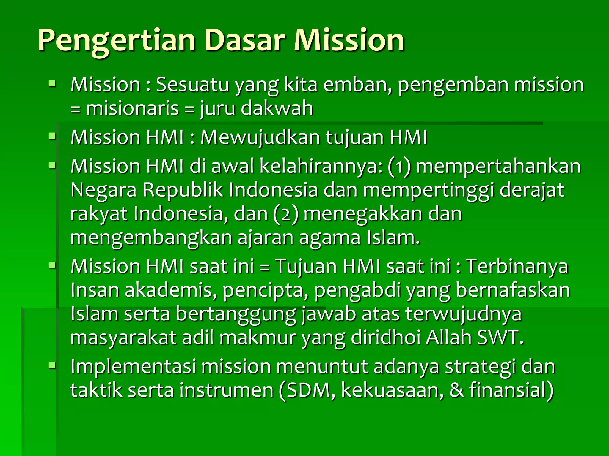 Mission, kepemimpinan, dan sirkulasi elit nasional | PPT