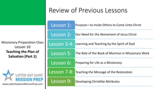 Mission Prep Class: Lesson 10: Teaching the Plan of Salvation (Part 1 ...