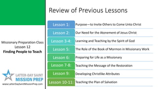 Mission Prep Class: Lesson 12: Finding People to Teach | PPTX