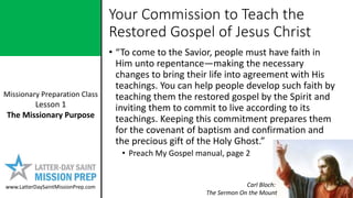 Mission Prep Class: Lesson 1: The Missionary Purpose | PPTX