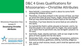 Mission Prep Class: Lesson 9: Developing Christlike Attributes | PPTX