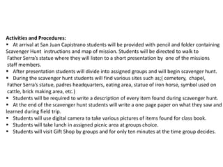 Mission san juan capistrano lesson plan geography | PPTX