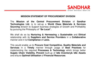 Mission Statement Centralised Procurement Division | PDF