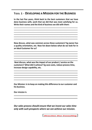 Mission statement strategic sales management - b to b | PDF