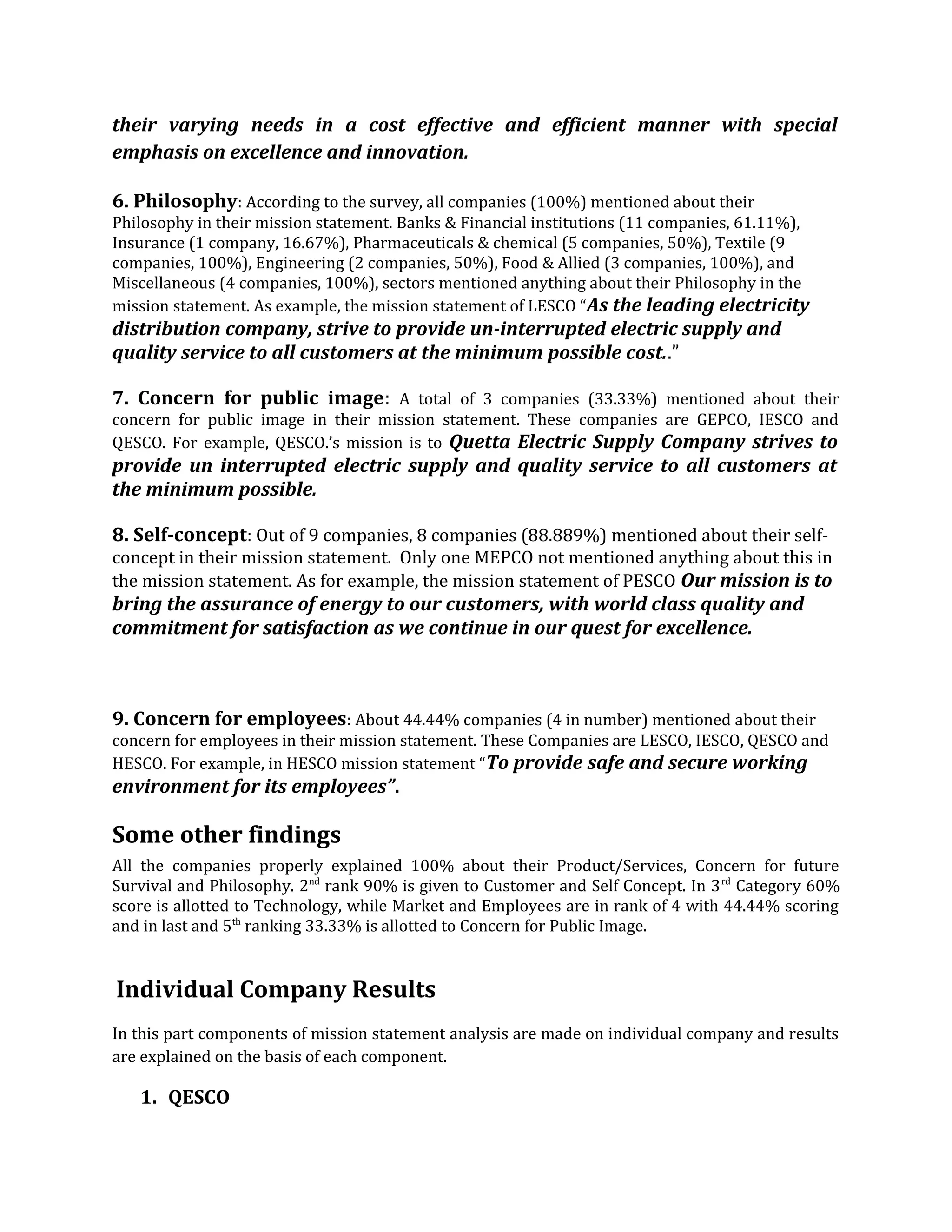 Mission statement analysis | DOC