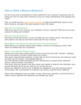 Mission statement and exercises | DOCX