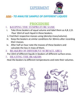 chemistry investigatory project on to determine the rate evaporation of different liquids | PDF