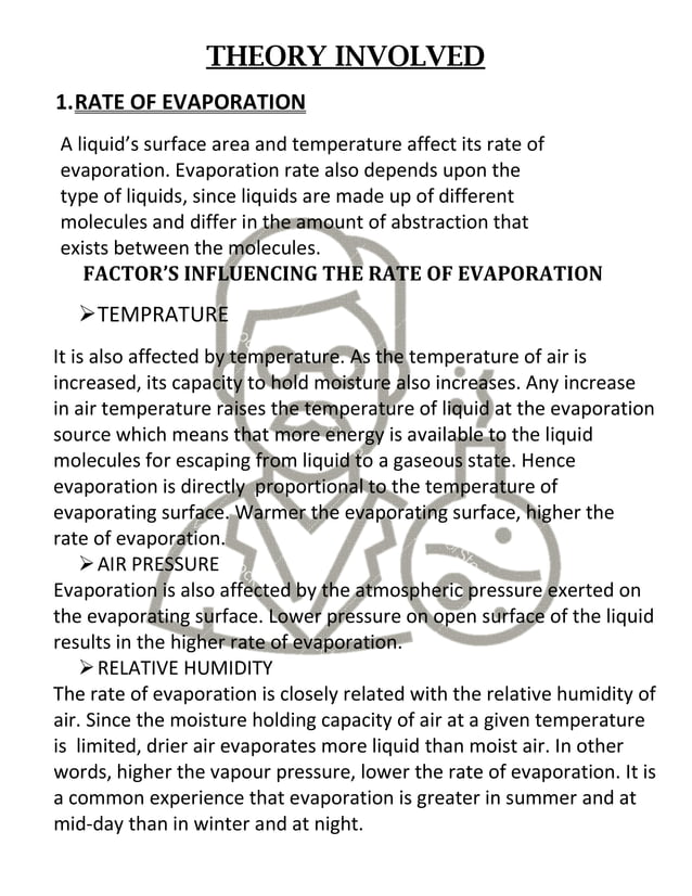 chemistry investigatory project on to determine the rate evaporation of different liquids | PDF