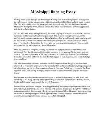Mississippi Burning Essay | PDF