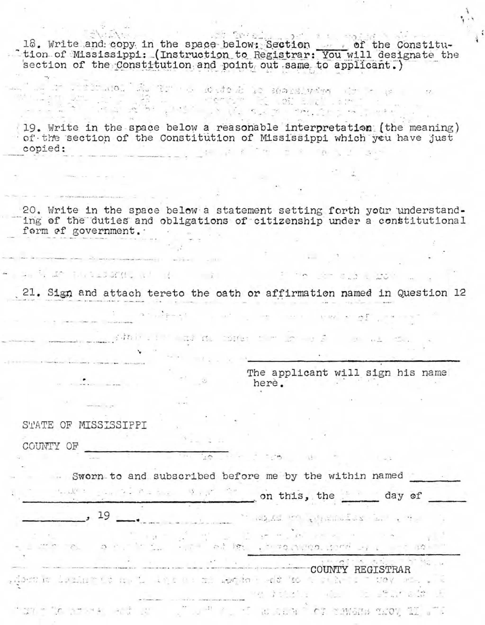 Mississippi Literacy Test (1955) | PDF