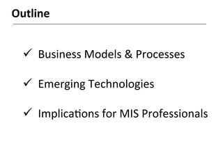 Emerging Business Models & Technology - Villanova 2014 | PPT