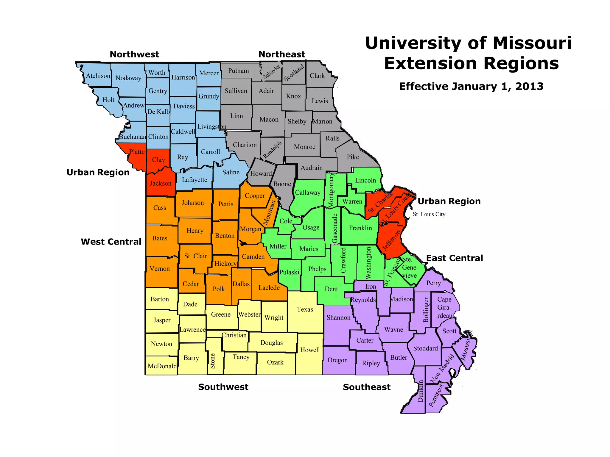 Missouri map w new regions 1 1-13 | PPT