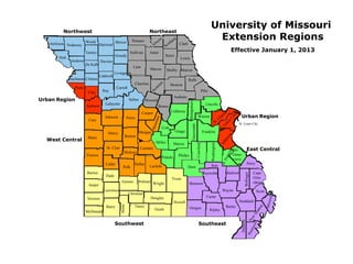 Missouri map w new regions 1 1-13 | PPT