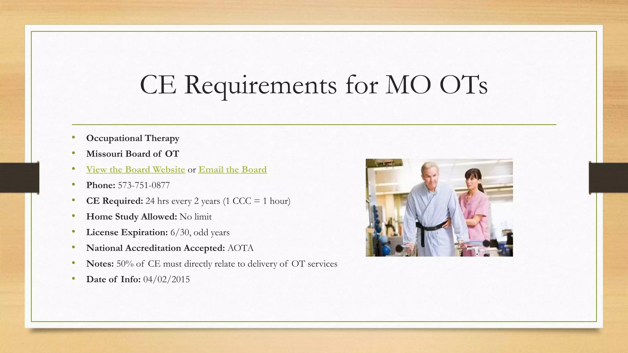 Missouri Occupational Therapists Continuing Education and License ...