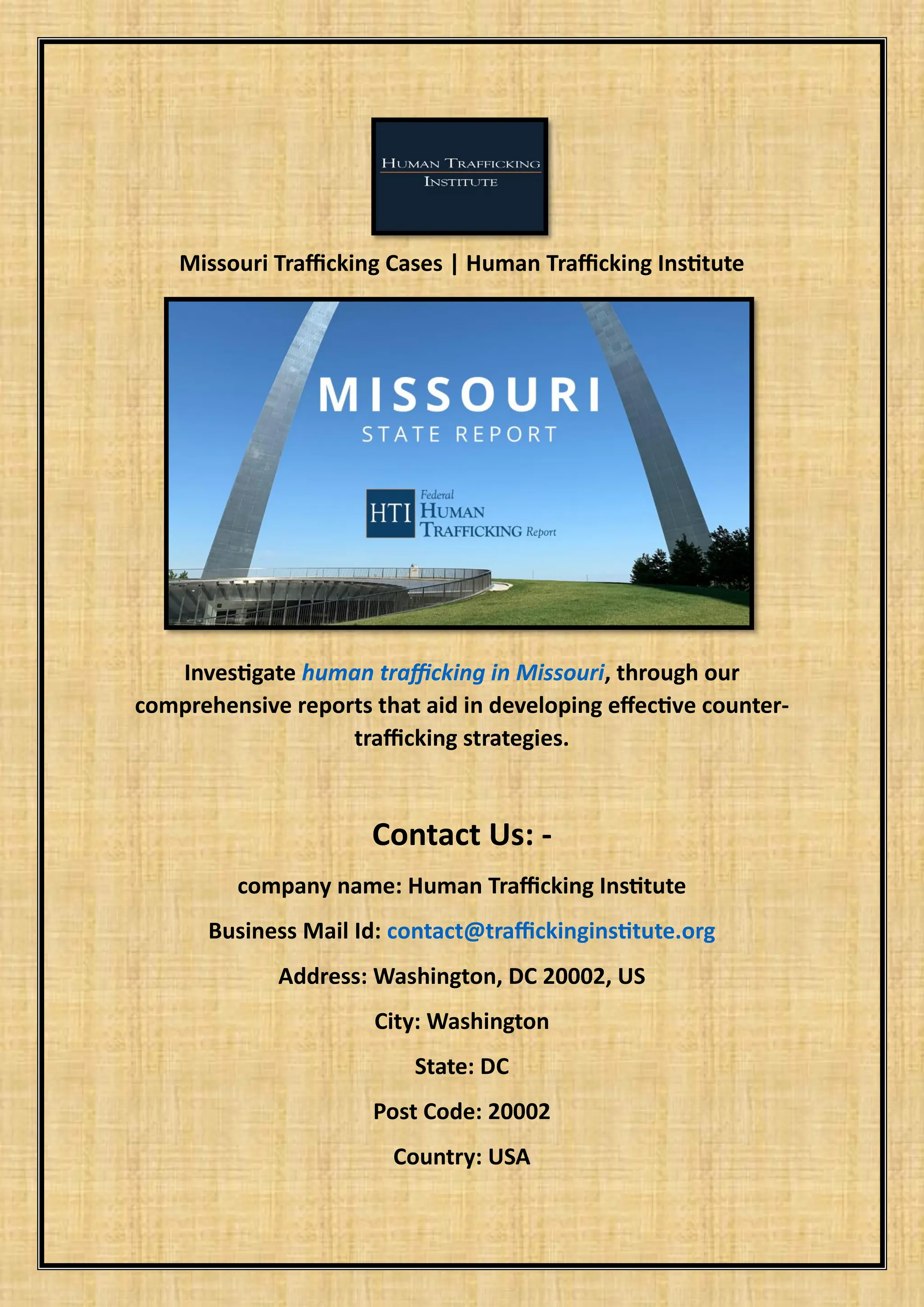 Missouri Trafficking Cases | Human Trafficking Institute | PDF