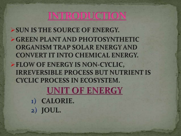 Flow of energy and matter through ecosystem. | PPTX | Chemistry | Science