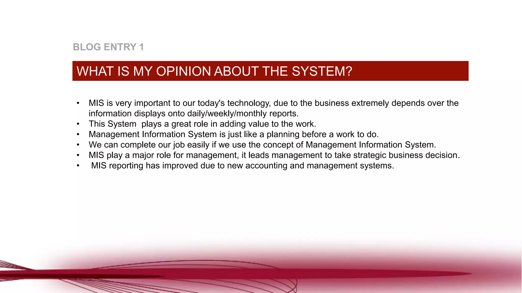 MIS system presentation | PPTX