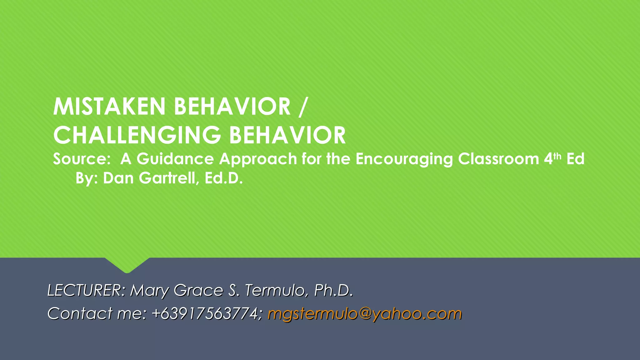 Mistaken behavior challenging behavior | PPT