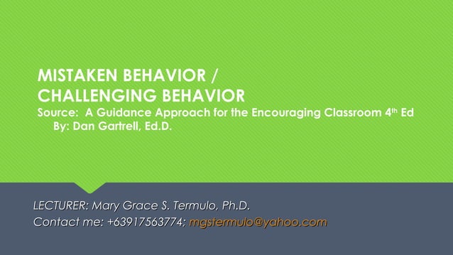Mistaken behavior challenging behavior | PPT