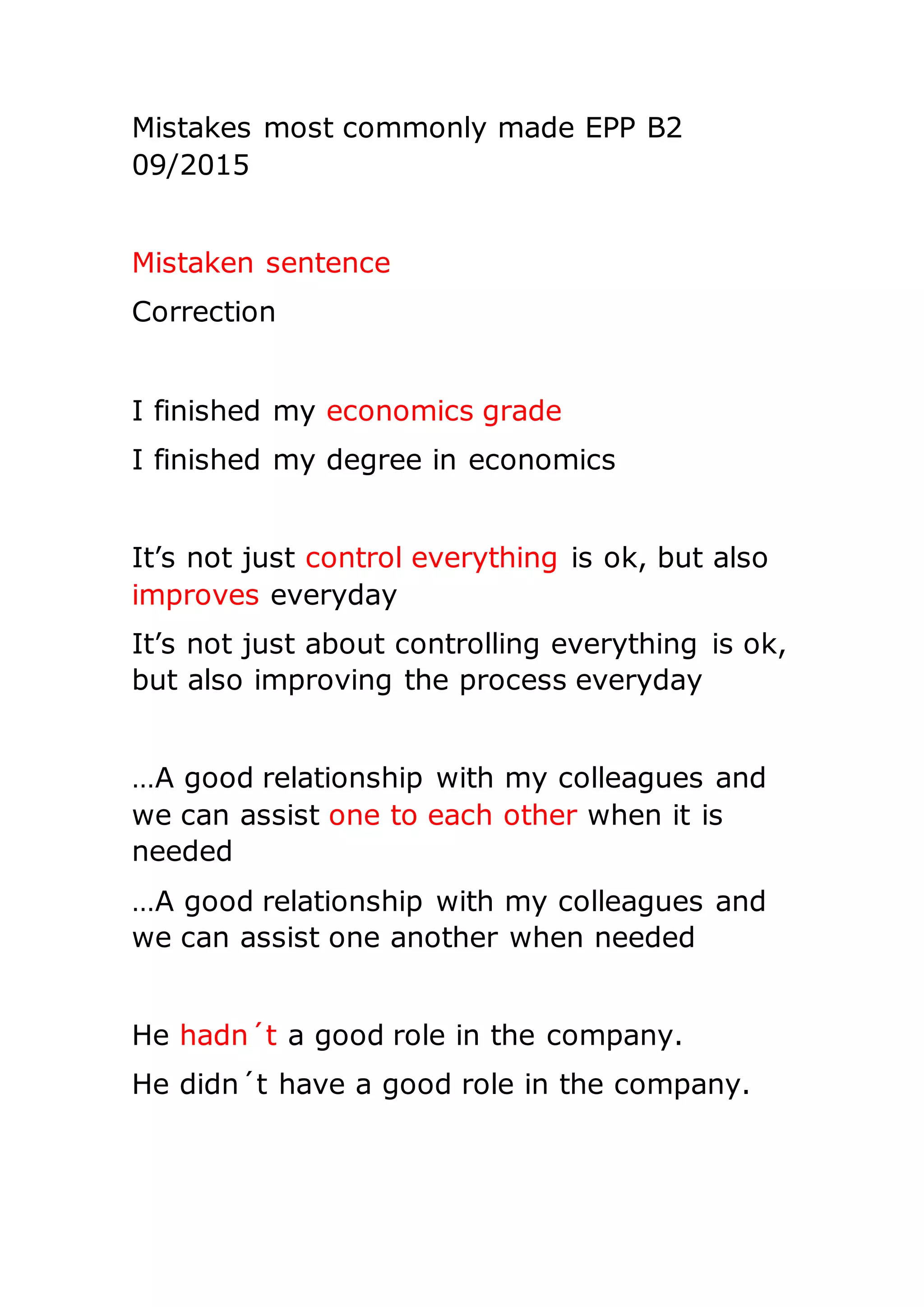Mistakes most commonly made epp b2 02 | PDF