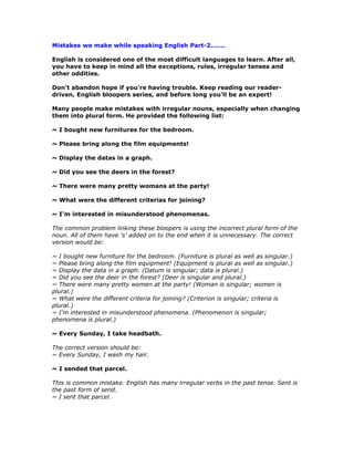 Mistakes we make while speaking english part | DOC