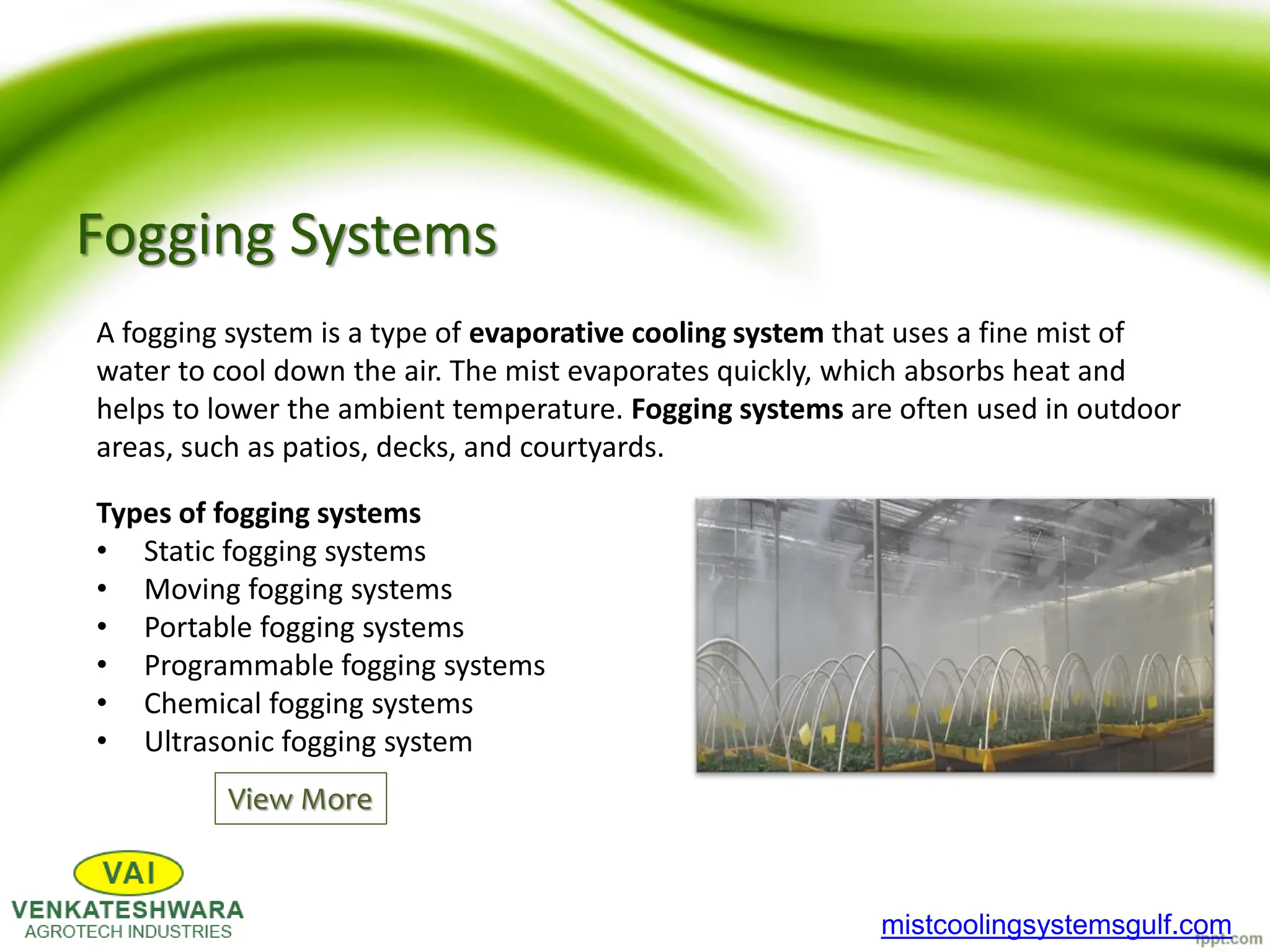 Mist Cooling & Fogging System Company in Oman | PDF