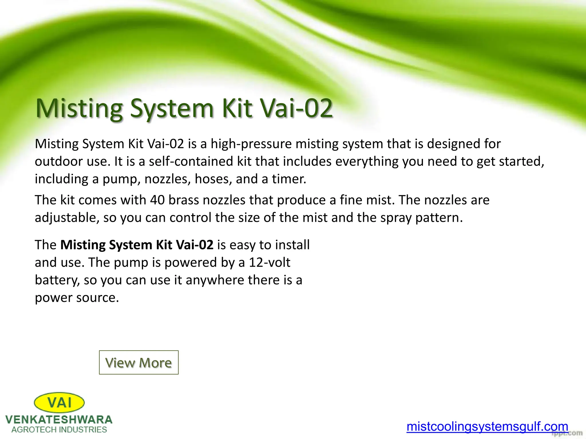 High Pressure Misting System in Gulf - Industrial, Commercial, Agricultural | PPT