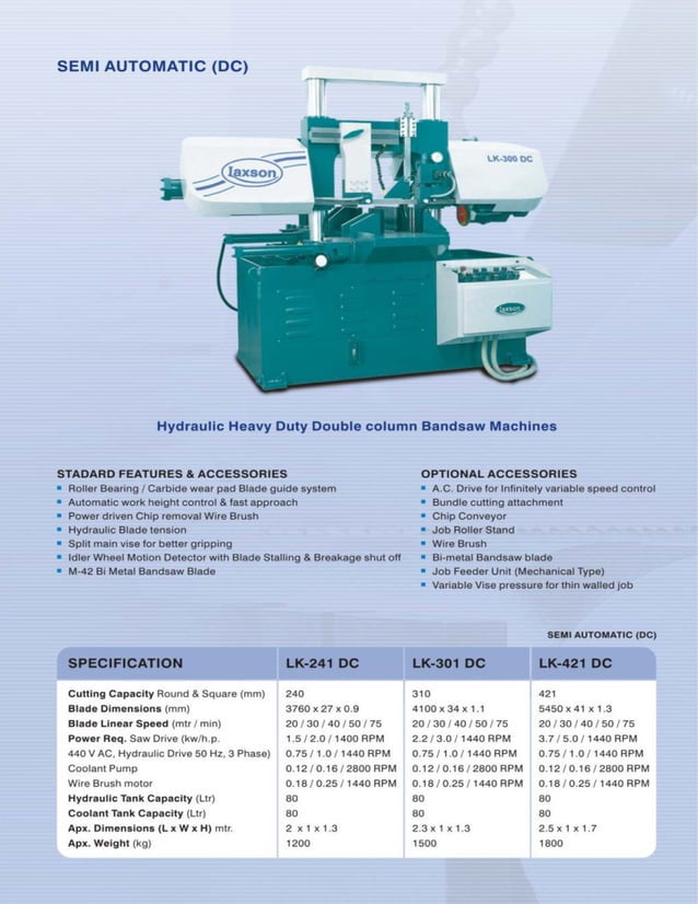 Laxman Kadva & Sons Pvt Ltd., Surendranagar, Bandsaw Machines | PDF